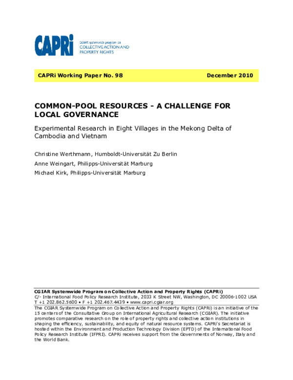(PDF) COMMON-POOL RESOURCES - A CHALLENGE FOR LOCAL GOVERNANCE ...