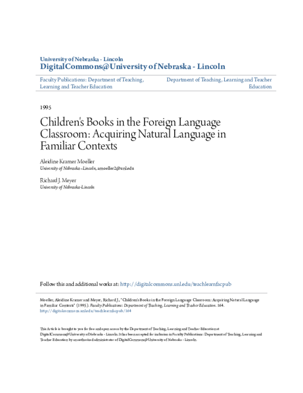 (PDF) Children\u27s Books in the Foreign Language Classroom: Acquiring ...