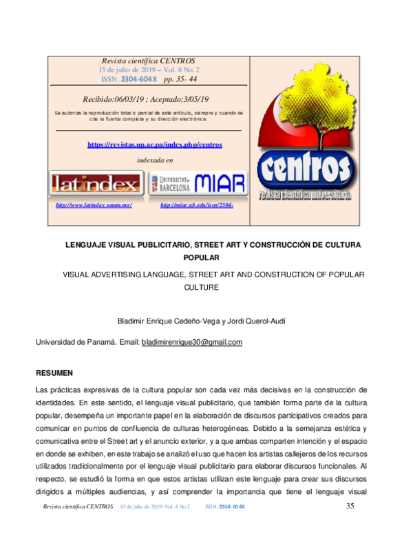 (PDF) Lenguaje visual publicitario, street art y construcción de ...