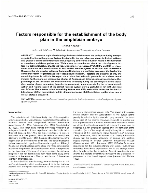 (PDF) Factors responsible for the establishment of the body plan in the ...