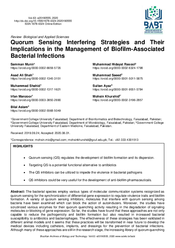 (PDF) Quorum Sensing Interfering Strategies and Their Implications in the Management of Biofilm ...