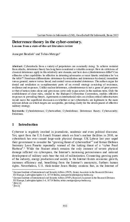 (PDF) Deterrence theory in the cyber-century . Lessons from a state ...