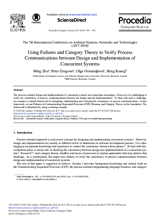 (PDF) Using Failures and Category Theory to Verify Process Communications between Design and ...