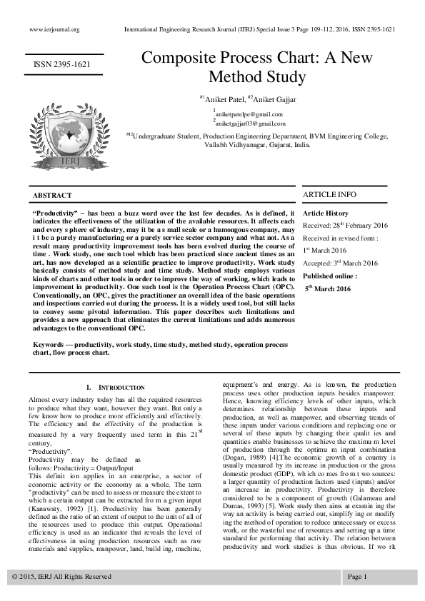 (PDF) Composite Process Chart: A New Method Study #1 | Aniket Gajjar ...