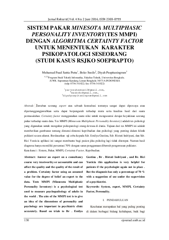 (PDF) Sistem Pakar Minesota Multiphasic Personality Inventory(Tes Mmpi ...