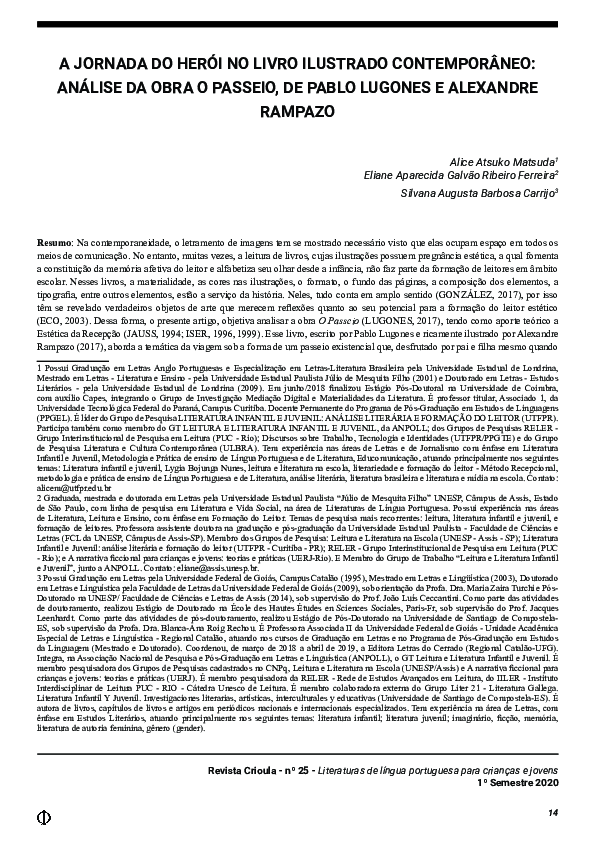 (PDF) A jornada do herói no livro ilustrado contemporâneo: análise da ...