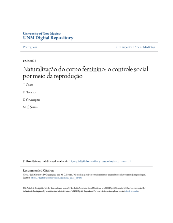 (PDF) Naturalização do corpo feminino: o controle social por meio da ...