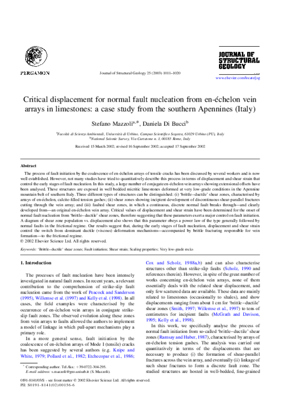 (PDF) Critical displacement for normal fault nucleation from en-échelon ...