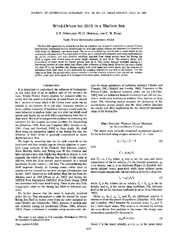 (PDF) Wind-driven ice drift in a shallow sea