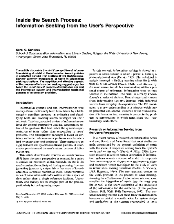 (PDF) Inside the search process: Information seeking from the user's ...