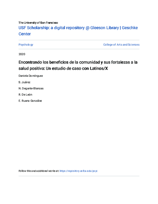 (PDF) Encontrando los beneficios de la comunidad y sus fortalezas a la ...