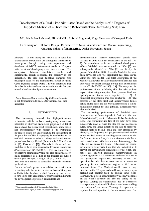 Pdf Development Of A Real Time Simulator Based On The Analysis Of 6