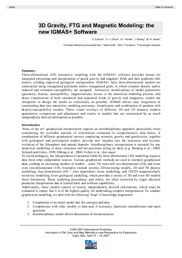 (PDF) 3D Gravity, FTG and Magnetic Modeling: the new IGMAS+ Software