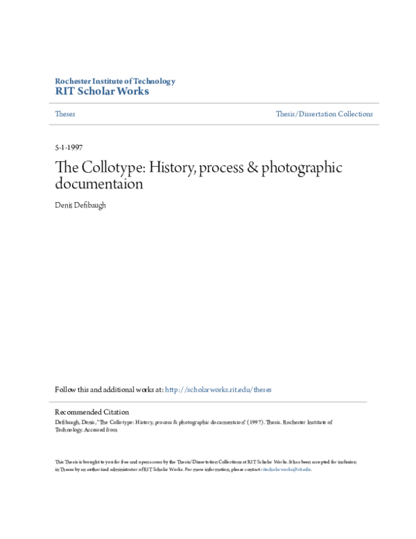 (PDF) The Collotype: History, process & photographic documentaion