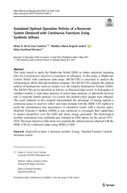 Pdf Simulated Optimal Operation Policies Of A Reservoir System