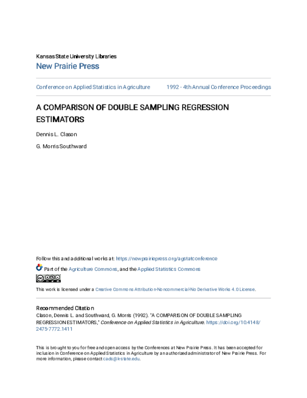 Pdf A Comparison Of Double Sampling Regression Estimators Abba