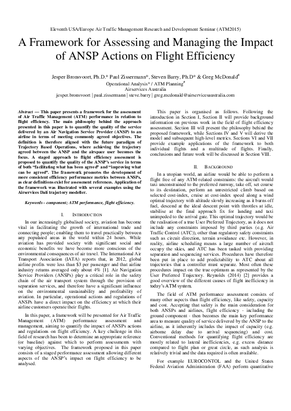 (PDF) A Framework for Assessing and Managing the Impact of ANSP Actions ...