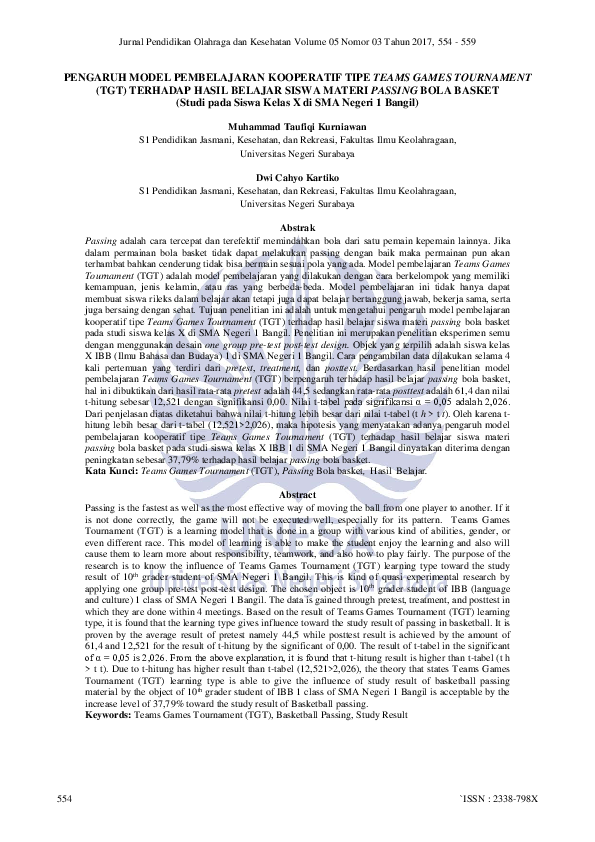 (PDF) PENGARUH MODEL PEMBELAJARAN KOOPERATIF TIPE TEAMS GAMES TOURNAMENT (TGT) TERHADAP HASIL ...