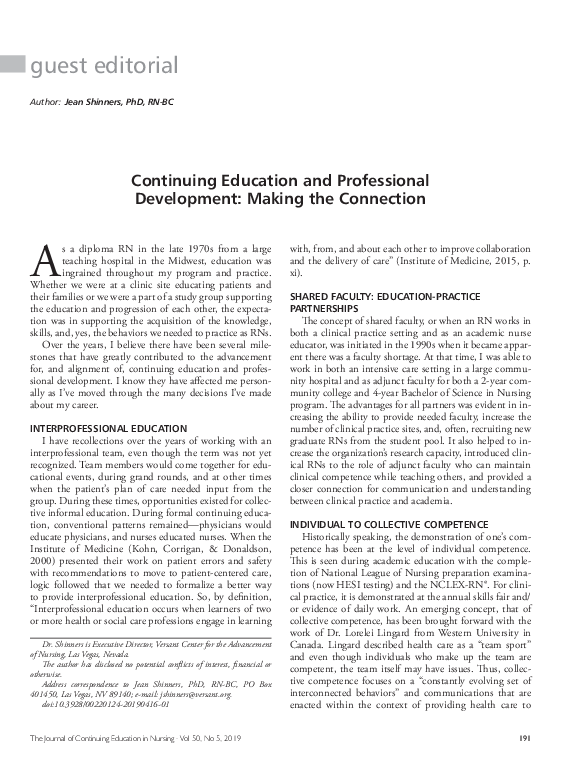 (PDF) Continuing Education and Professional Development: Making the Connection