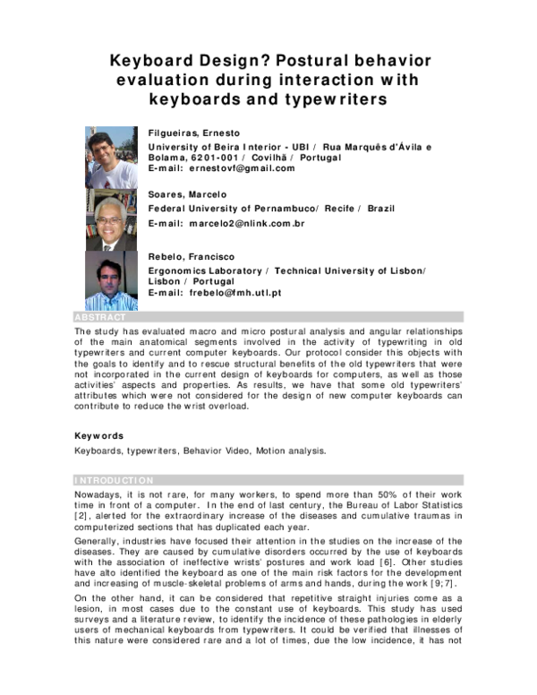 (PDF) Keyboard Design? Postural behavior evaluation during interaction ...