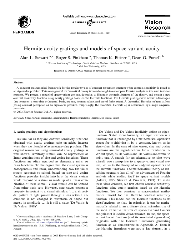 (PDF) Hermite acuity gratings and models of space-variant acuity