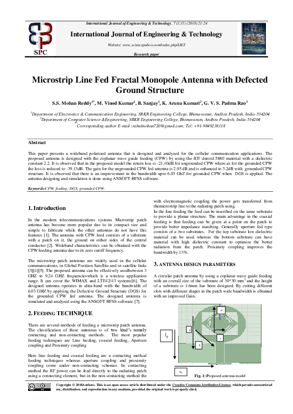 (PDF) Microstrip Line Fed Fractal Monopole Antenna with Defected Ground Structure