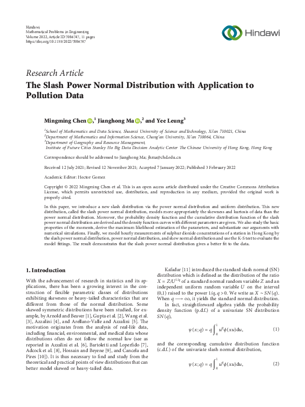 (PDF) The Slash Power Normal Distribution with Application to Pollution Data