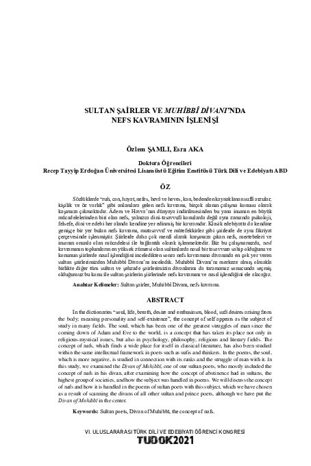 (PDF) Sultan Şairler ve Muhibbî Divan'ında Nefs Kavramının İşlenişi ...