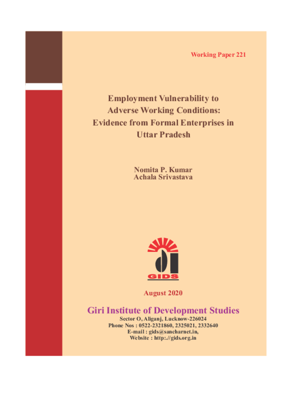 (PDF) Employment Vulnerability to Adverse Working Conditions: Evidence ...
