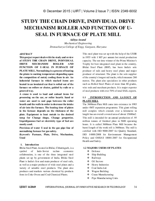 (PDF) Study the Chain Drive, Individual Drive Mechanism Roller and ...