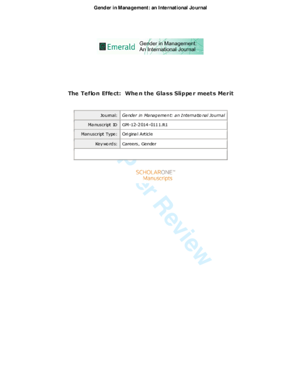 (PDF) The Teflon effect: when the glass slipper meets merit