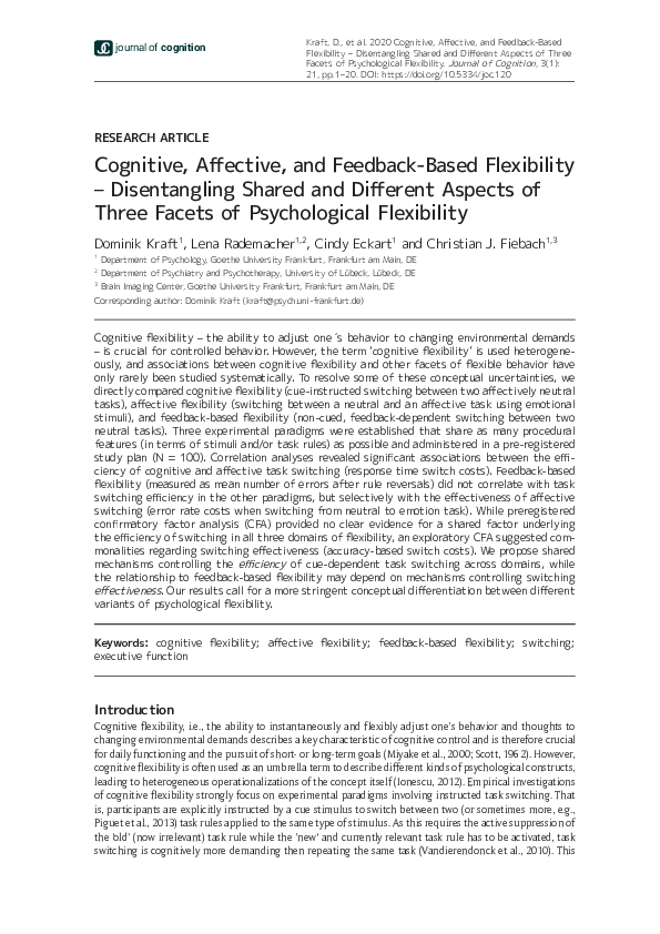 Pdf Cognitive Affective And Feedback Based Flexibility Disentangling Shared And Different