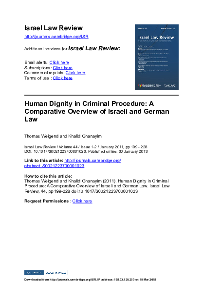 (PDF) Human Dignity in Criminal Procedure: A Comparative Overview of ...