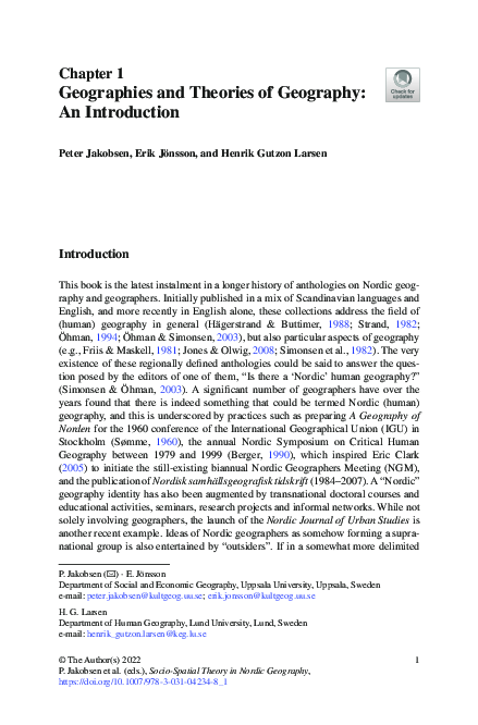 (PDF) Geographies and Theories of Geography: An Introduction