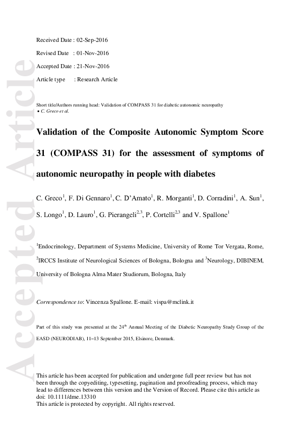 (PDF) Validation of the Composite Autonomic Symptom Score 31 (COMPASS ...