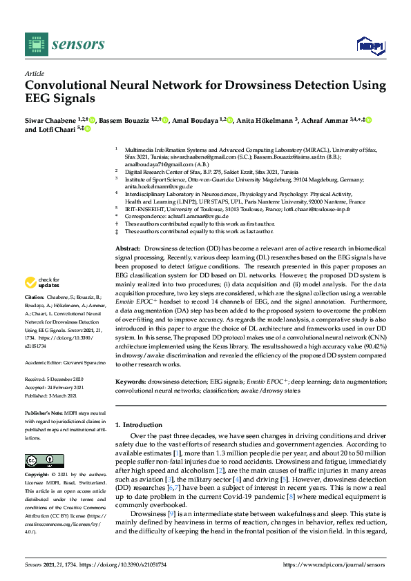 (PDF) Convolutional Neural Network for Drowsiness Detection Using EEG Signals