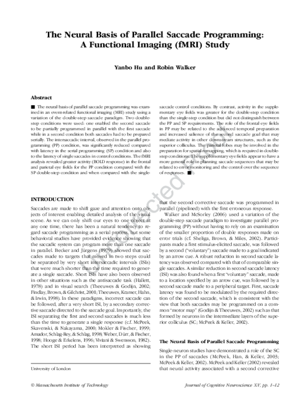 (PDF) The Neural Basis of Parallel Saccade Programming: An fMRI Study