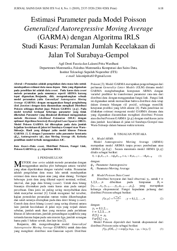 (PDF) Estimasi Parameter pada Model Poisson Generalized Autoregressive ...