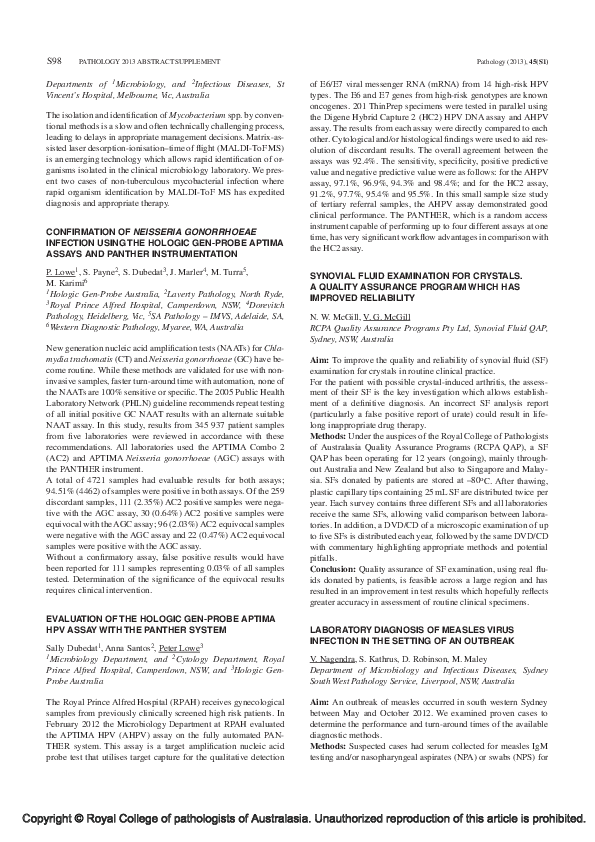 (PDF) Evaluation of the Hologic Gen-Probe Aptima HPV Assay with the ...