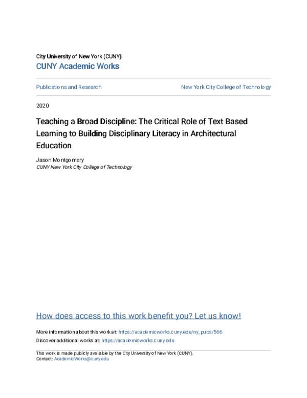 (PDF) Teaching a Broad Discipline: The Critical Role of Text-Based ...