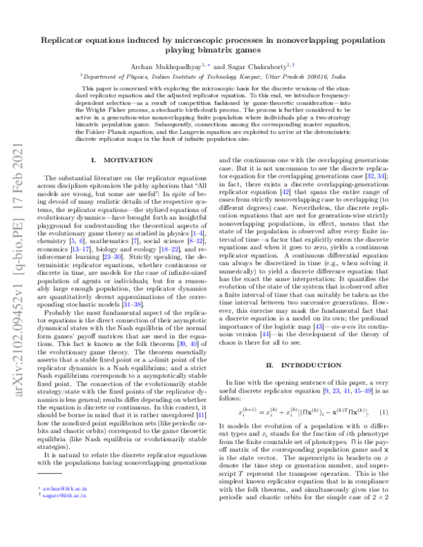 (PDF) Replicator equations induced by microscopic processes in ...
