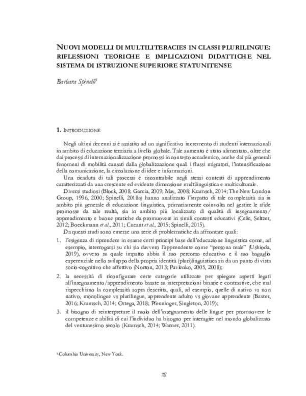 (PDF) Nuovi Modelli DI Multiliteracies in Classi Plurilingue ...
