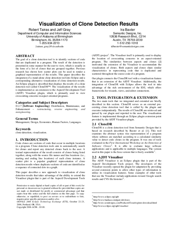 (PDF) Visualization of clone detection results