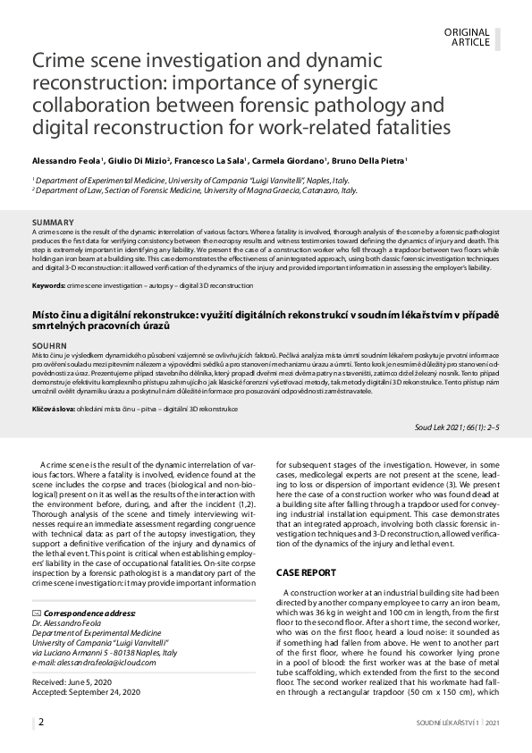 (PDF) Crime scene investigation and dynamic reconstruction: importance ...