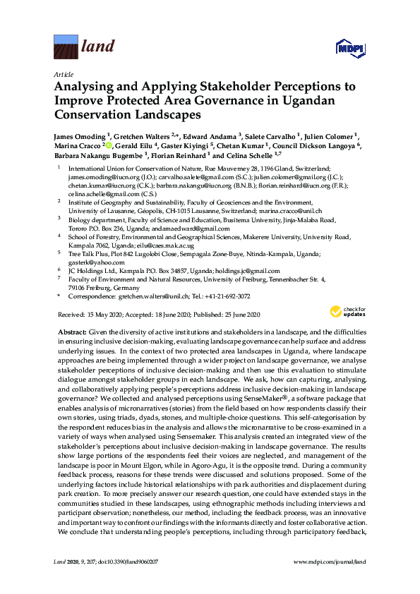 (PDF) Analysing and Applying Stakeholder Perceptions to Improve Protected Area Governance in ...