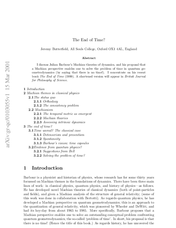 (PDF) The End of Time?
