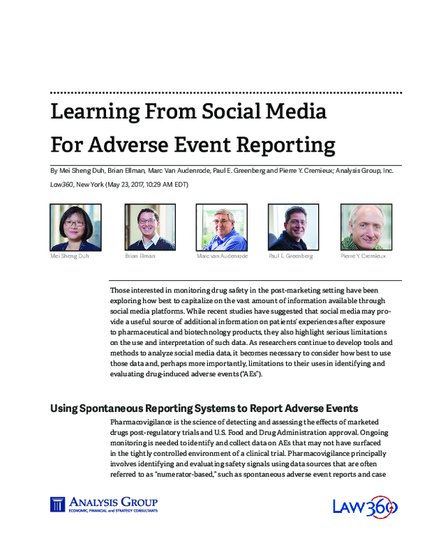 (PDF) Learning From Social Media For Adverse Event Reporting