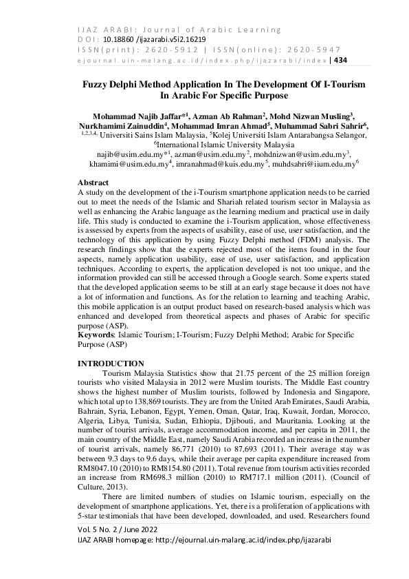 Pdf Fuzzy Delphi Method Application In The Development Of I Tourism