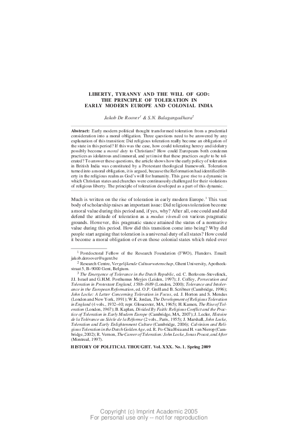 (PDF) Liberty, Tyranny and the Will of God