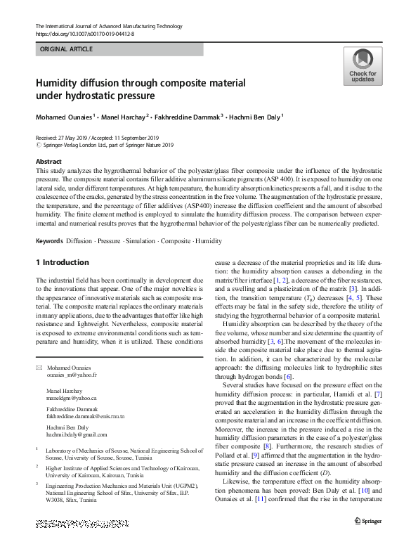 (PDF) Humidity diffusion through composite material under hydrostatic ...